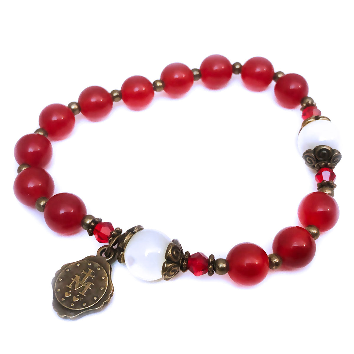 Divine Mercy Red Jade Stone Rosary and Bracelet Set – Catholic Heirlooms
