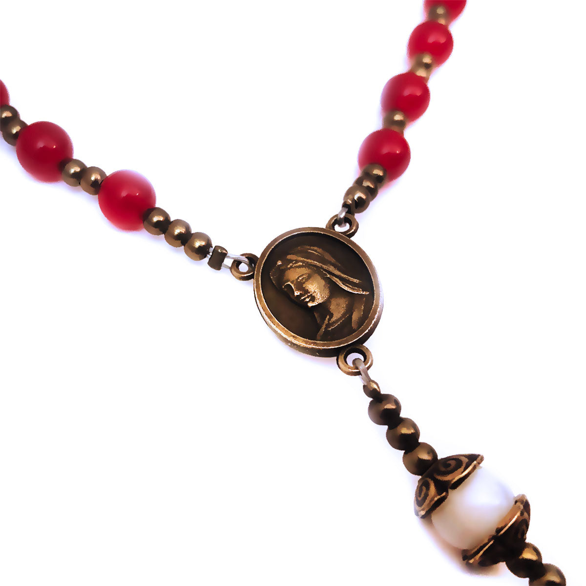 Divine Mercy Red Jade Stone Rosary and Bracelet Set – Catholic Heirlooms